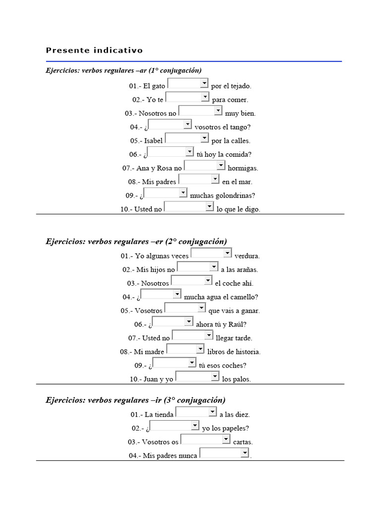 Presente Indicativo | PDF | Artes del Lenguaje y Comunicación ...