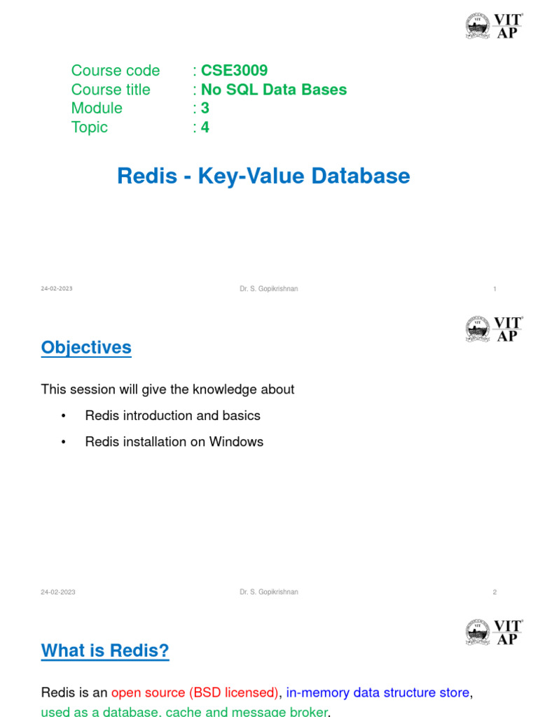 Module3-Topic4-Redis Part-1 | Download Free PDF | Computer Cluster | Computer Data Storage