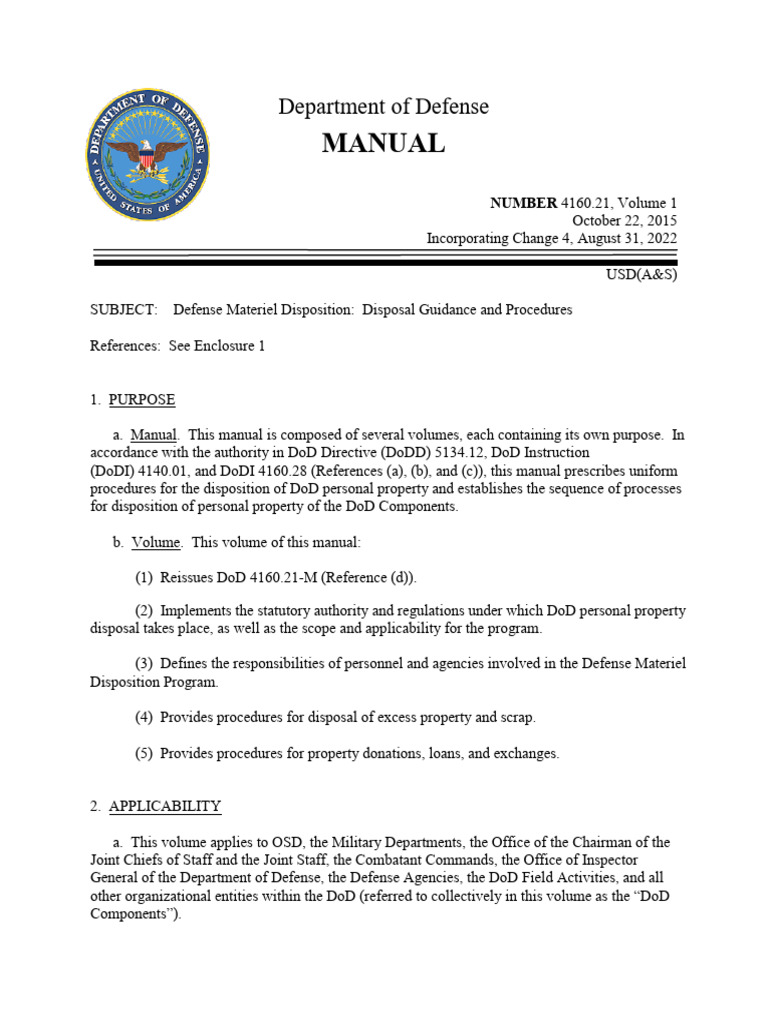 DoD Materiel Disposal Guide | PDF | United States Department Of Defense