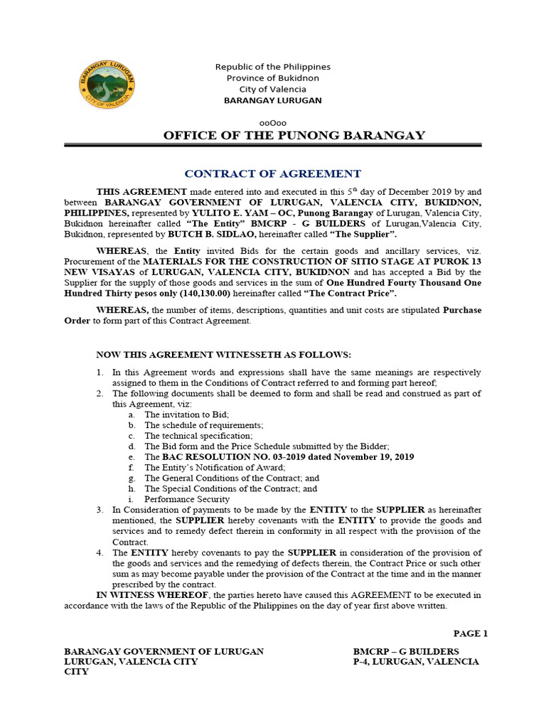 Contract Agreement - Series | PDF | Procurement | Covenant (Law)