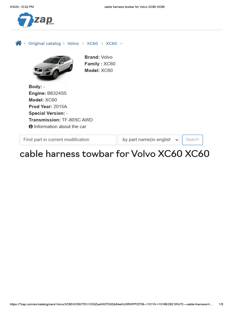 Cable Harness Towbar For Volvo XC60 XC60 | PDF | Off Road Vehicles ...