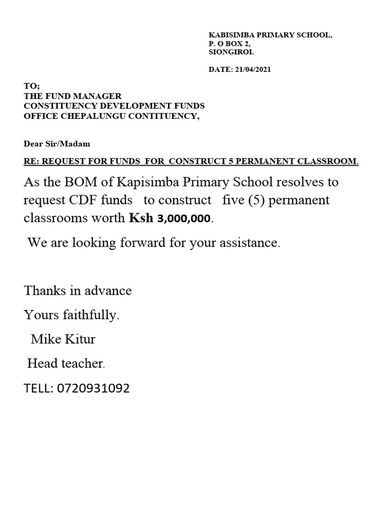 5 CLASSROOM CDF KABISIMBA CDF REQUEST | PDF | Building Materials ...