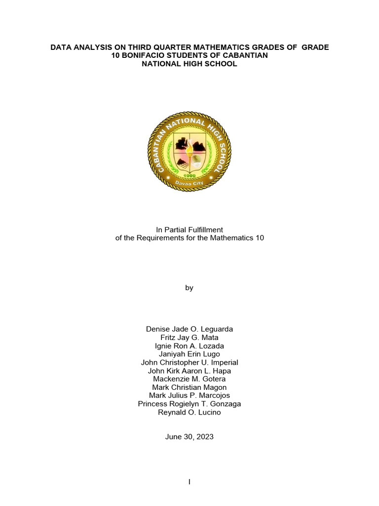 Data Analysis On Third Quarter Mathematics Grades | PDF | Statistics ...