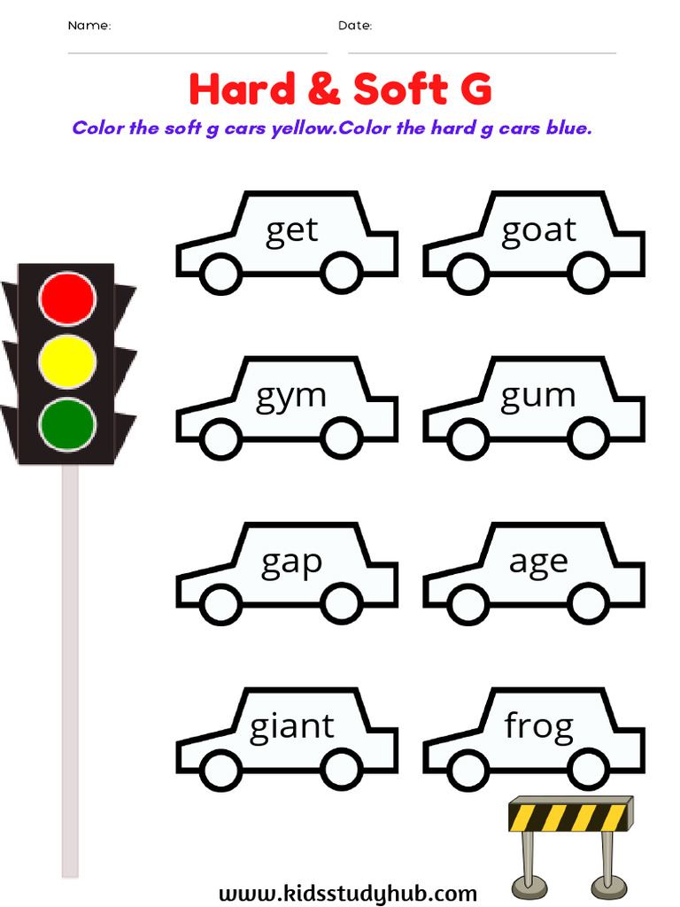 Hard & Soft G Coloring Activity | PDF | Games & Activities