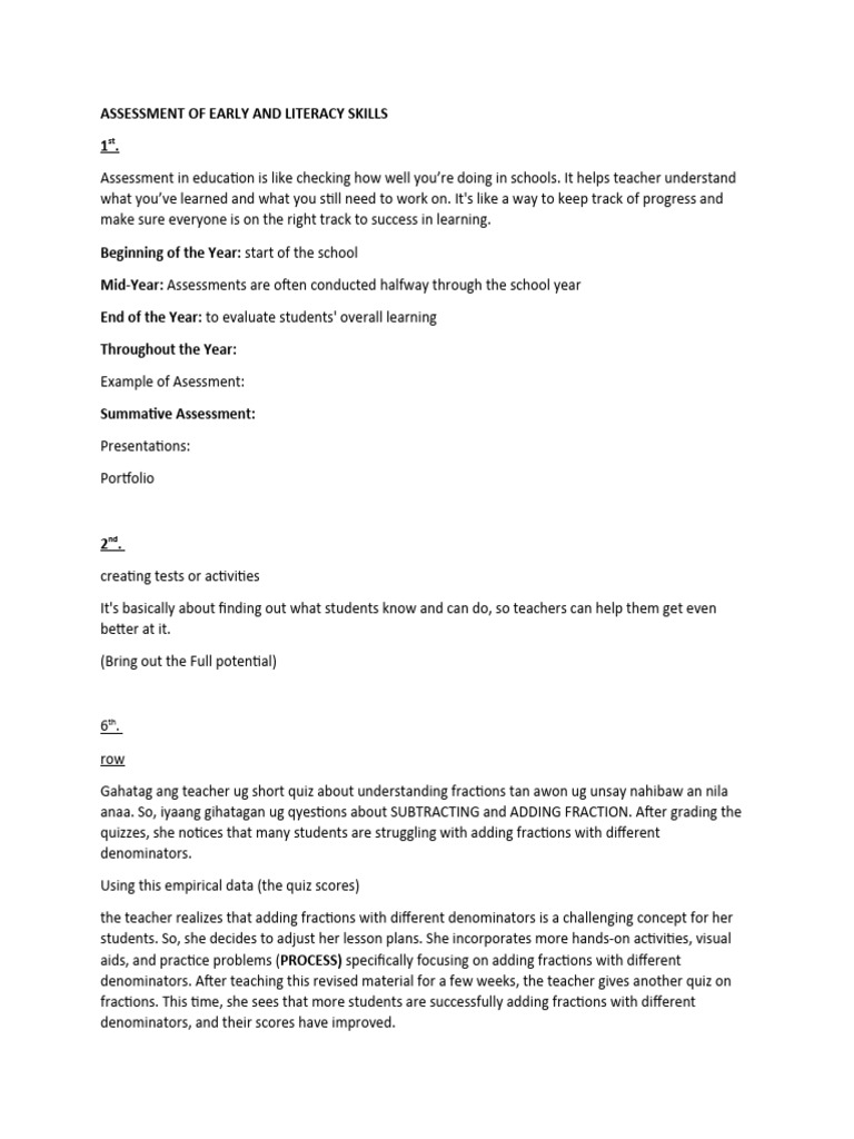 Early Literacy Skills Assessment Guide | PDF | Educational Assessment ...