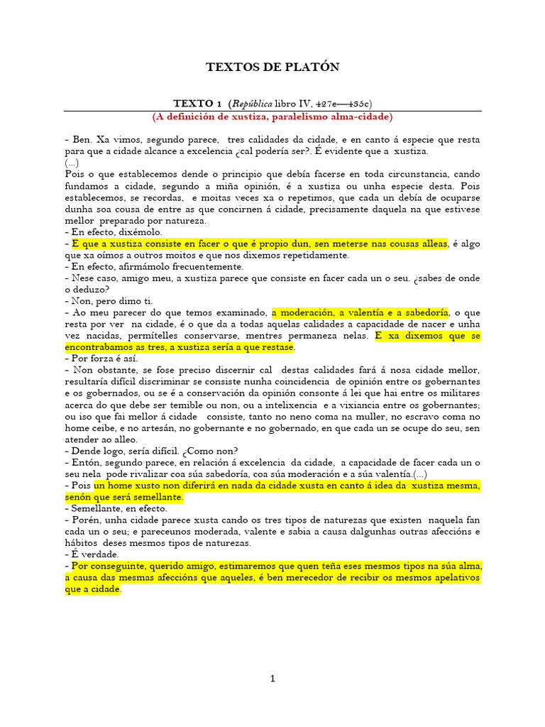 Textos de PLATÓN Con Indicacións | PDF