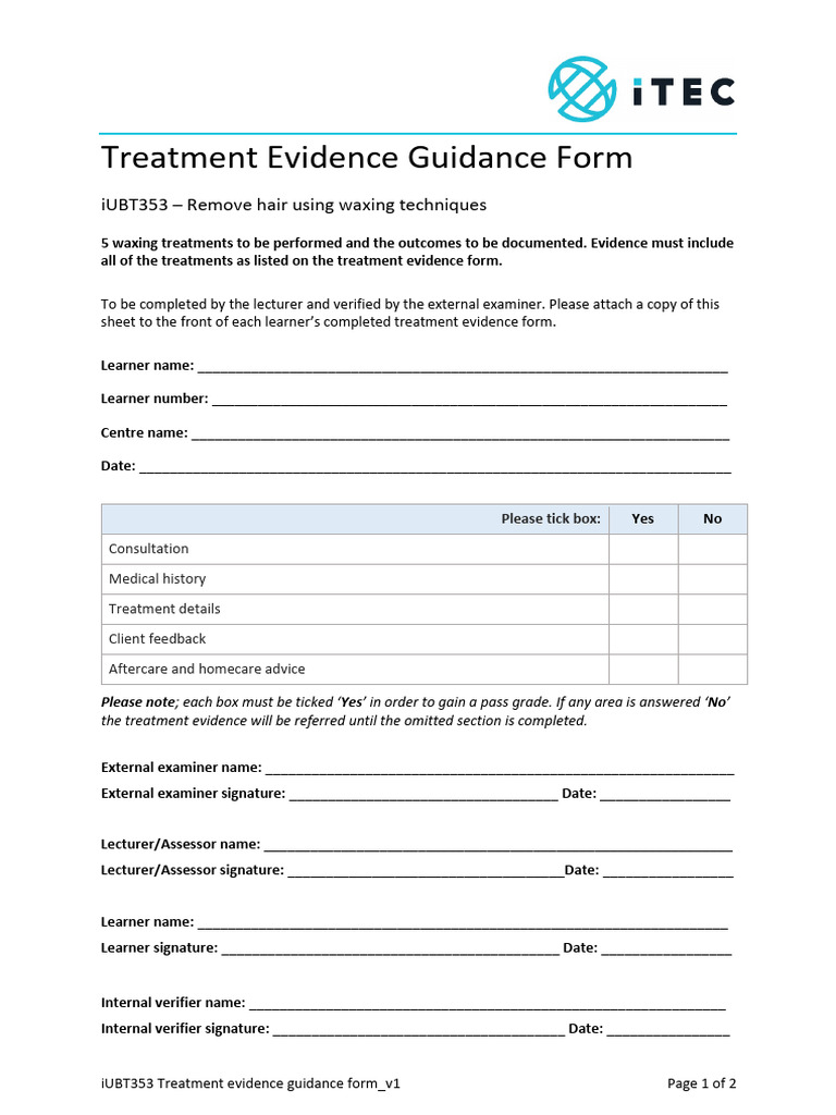 36426-IUBT353 Treatment Evidence Guidance Form v1 | PDF