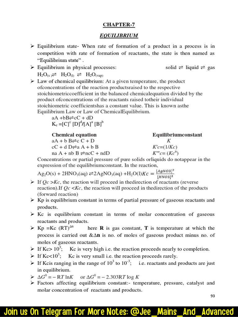 Chapter 7_ Equilibrium | PDF | Chemical Equilibrium | Chemical Reactions Chapter 7_ Equilibrium | PDF | Chemical Equilibrium | Chemical Reactions