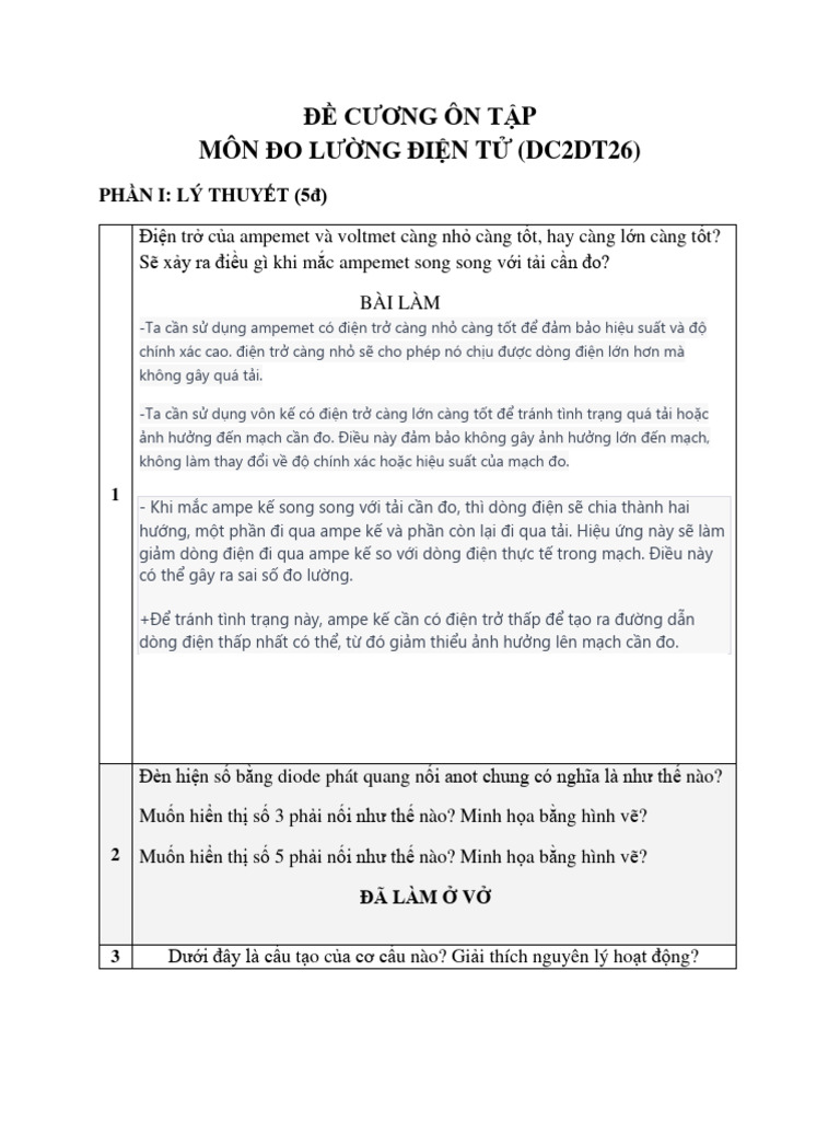 ÔN TẬP DO LUONG DIEN TU | PDF