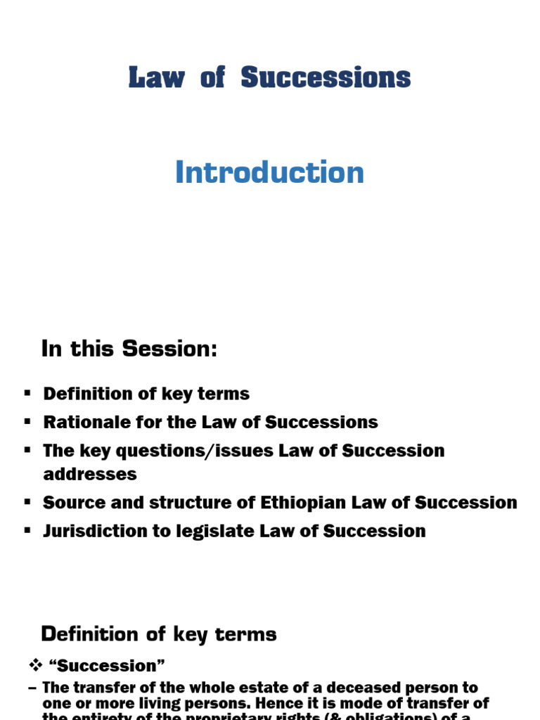 Ethiopian Succession Law Guide | PDF | Intestacy | Inheritance