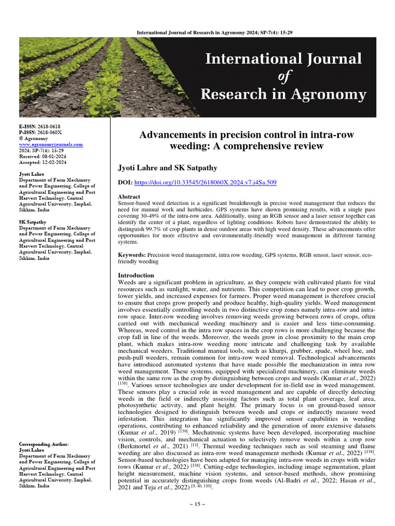 Advancements in Precision Control in Intra-Row Weeding: A Comprehensive ...