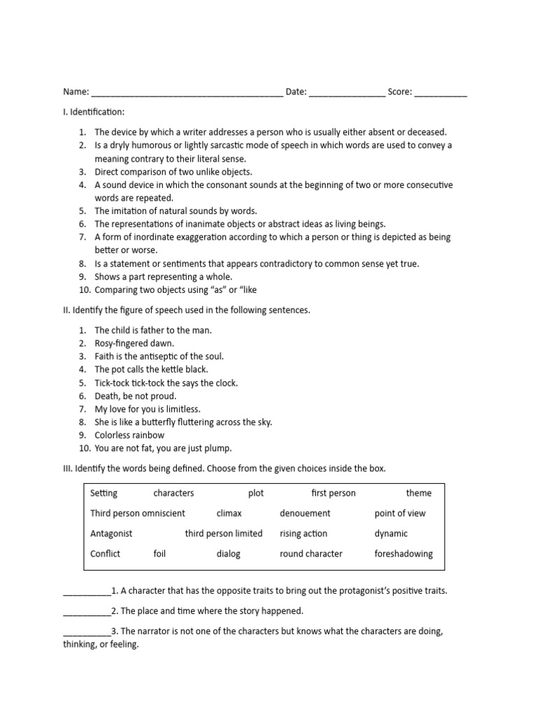 Activity Figures of Speech | PDF | Narration | Plot (Narrative)