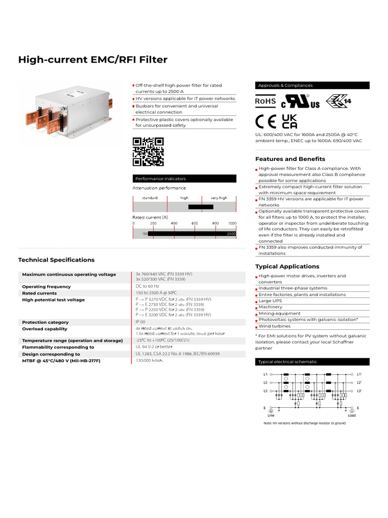 Schaffner Datasheet FN3359 | PDF | Alternating Current | Electronics