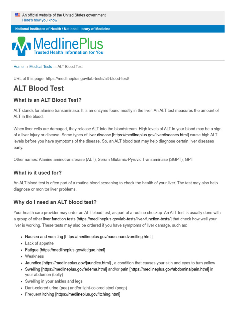 ALT Test | Download Free PDF | Alanine Transaminase | Hepatitis