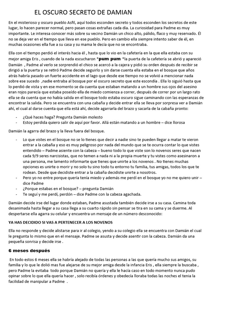 EL OSCURO SECRETO DE DAMIAN | PDF