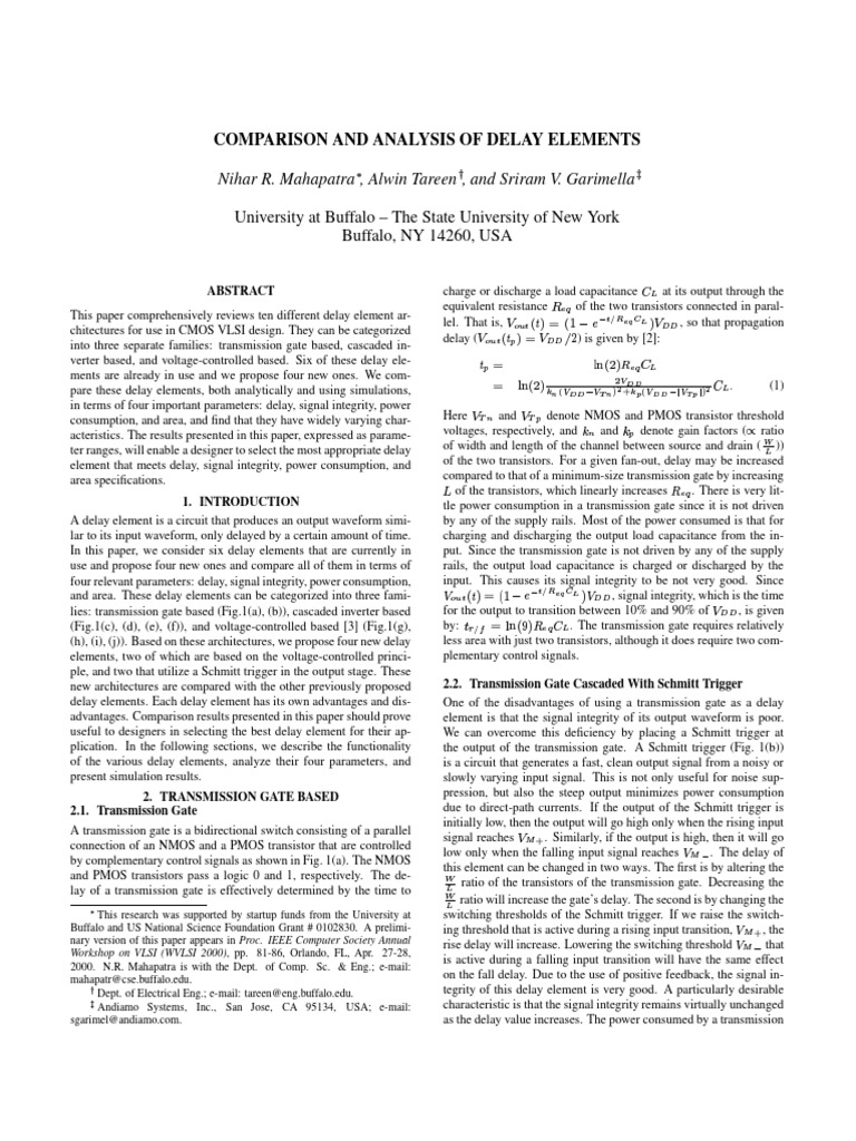 comparison-and-analysis-of-delay-elements-34snang6mc | PDF | Mosfet | Logic Gate
