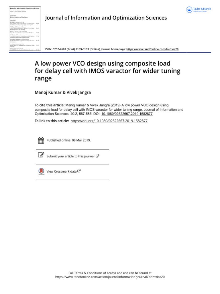 A Low Power VCO Design Using Composite Load For Delay Cell With IMOS ...