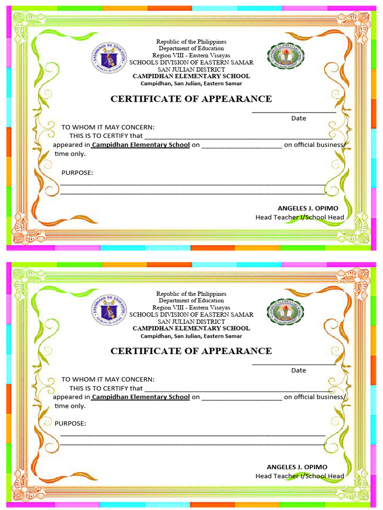 Certificate of Appearance | PDF