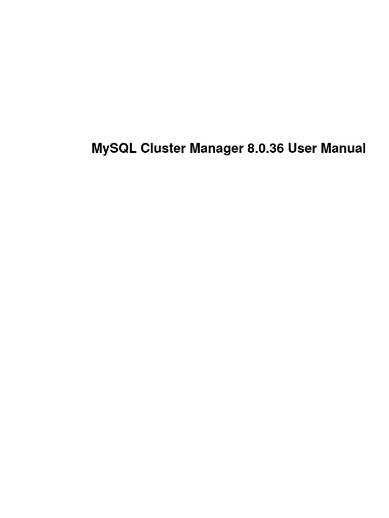 Mysql Cluster Manager 8.0 en | PDF | My Sql | Computer Cluster