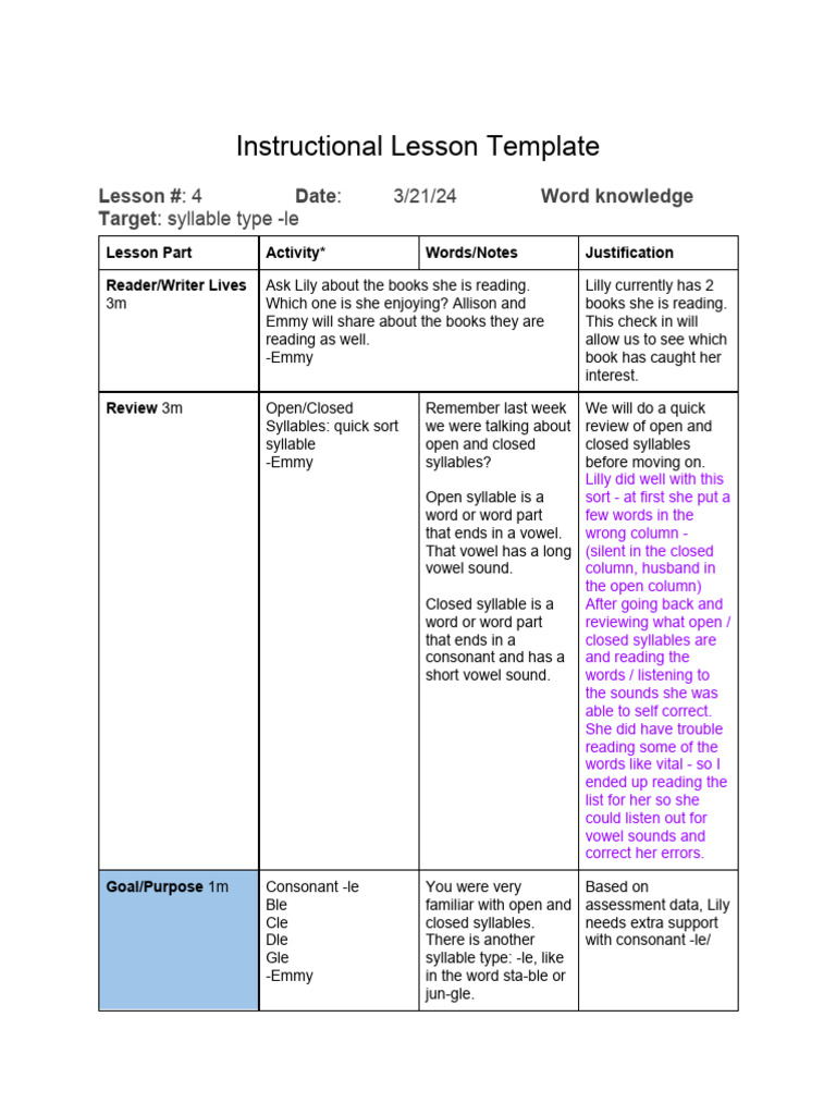Lesson Plan | Download Free PDF | Reading Comprehension | Syllable