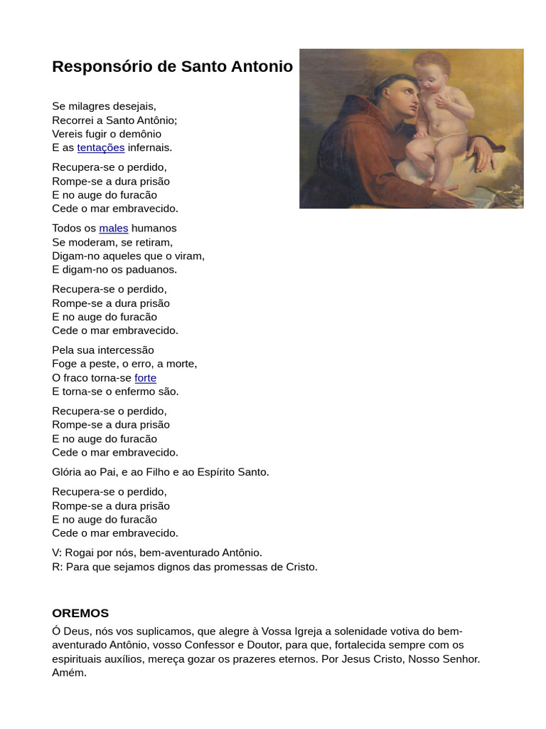Responsório de Santo Antonio | PDF