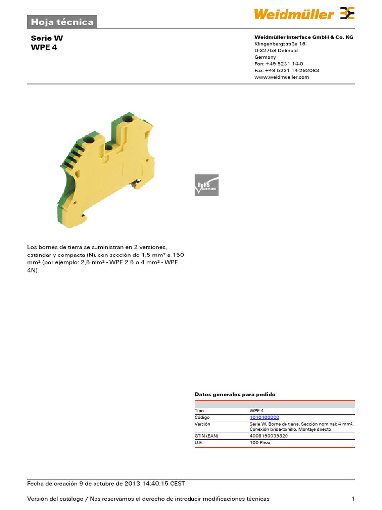 ZCR - Borne de Tierra WPE 4 Hoja Técnica - V1.0 - Es - 200178816 ...