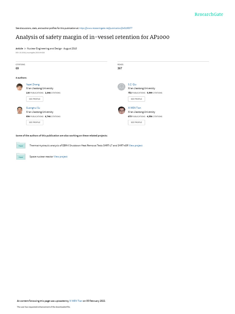 Analysis Safety Margin AP1000 | PDF | Heat Transfer | Continuum Mechanics