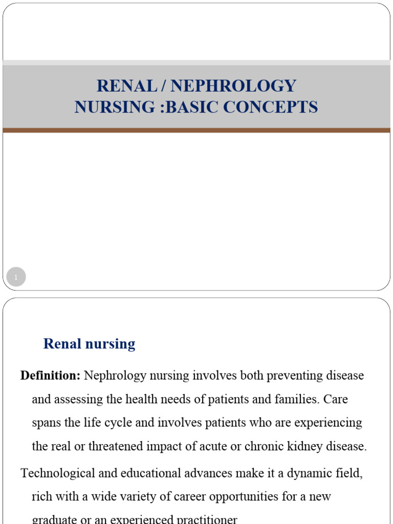 1 Renal Nursing Basics Pdf Nephrology Nursing