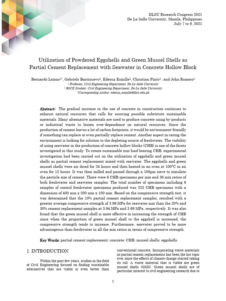 Utilization of Powdered Eggshells and Green Mussel Shells As | PDF ...