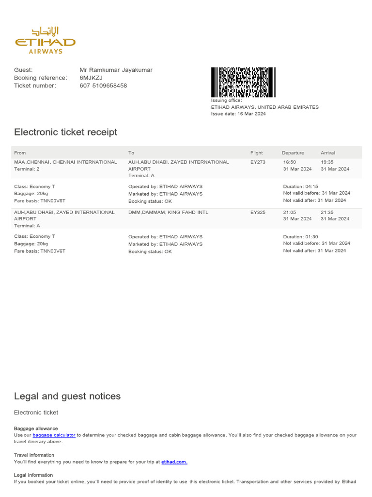 E Ticket-1 PDF | PDF | Airlines | Civil Aviation