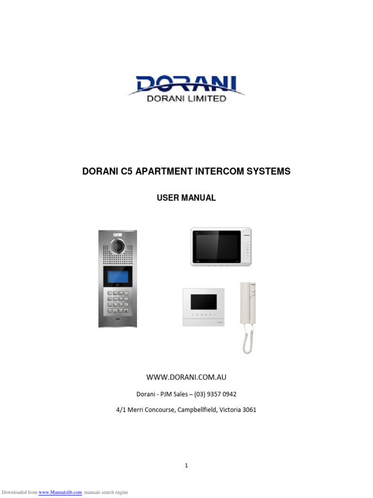 Dorani C5 Apartment Intercom Systems: User Manual | PDF | Elevator ...