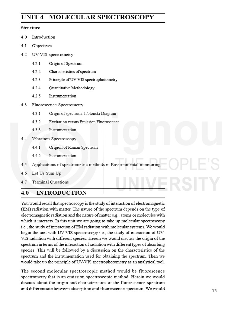 Unit 4 | PDF | Ultraviolet–Visible Spectroscopy | Spectroscopy