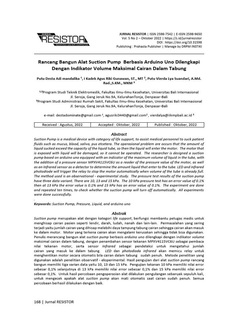 Arduino-Based Suction Pump Design | PDF | Gas Technologies | Fluid ...