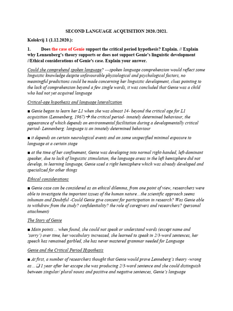 SLApitanja I Odg | PDF | Second Language Acquisition | Second Language