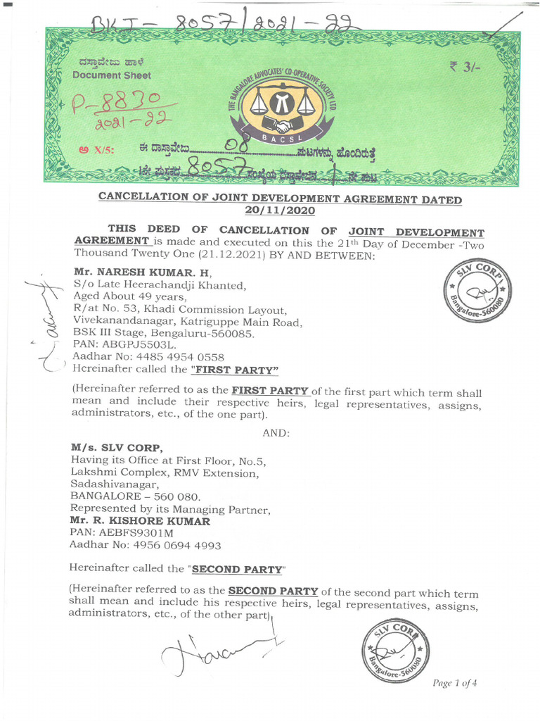 Cancellation of Naresh JDA | PDF