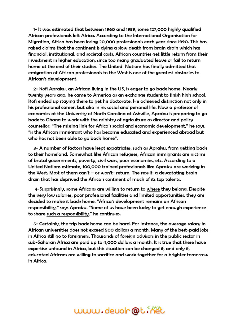 Devoir de Synthèse N°2 - Anglais - Bac Lettres (2011-2012) MR A.M.Kamel | PDF | Africa | Human ...