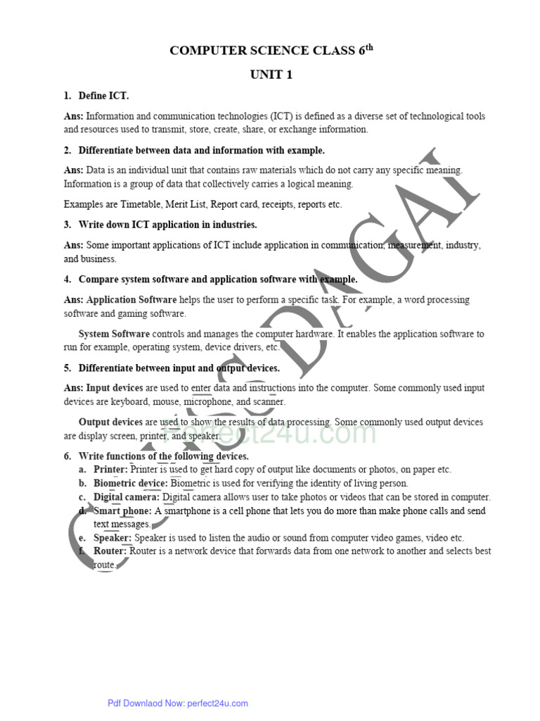 Class 6th Computer Notes Pdf Computer File Operating System