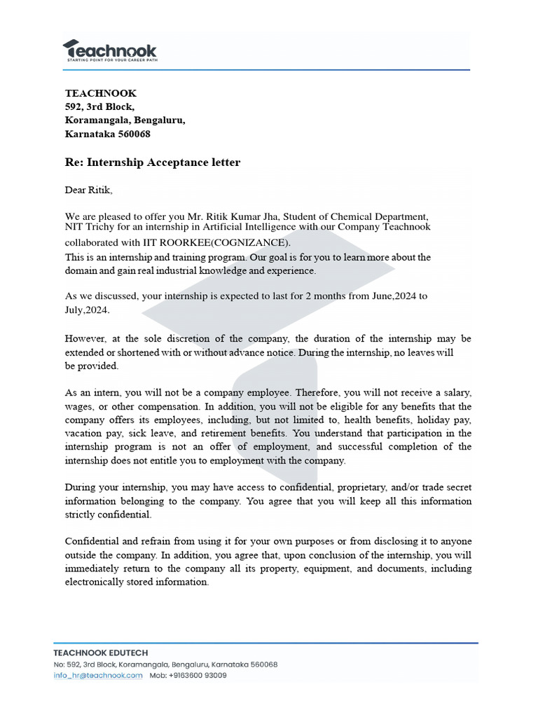 Ritik | PDF | Internship | Job Hunting