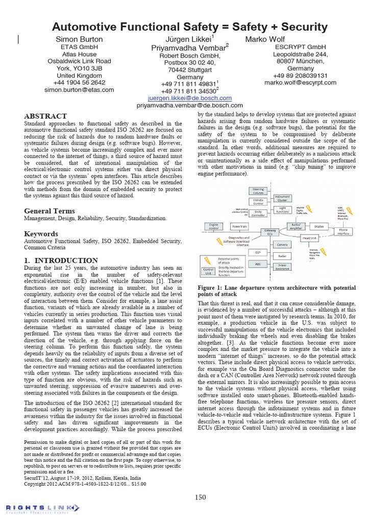 Automotive Functional Safety = Safety + Security | PDF | Computer Security | Security