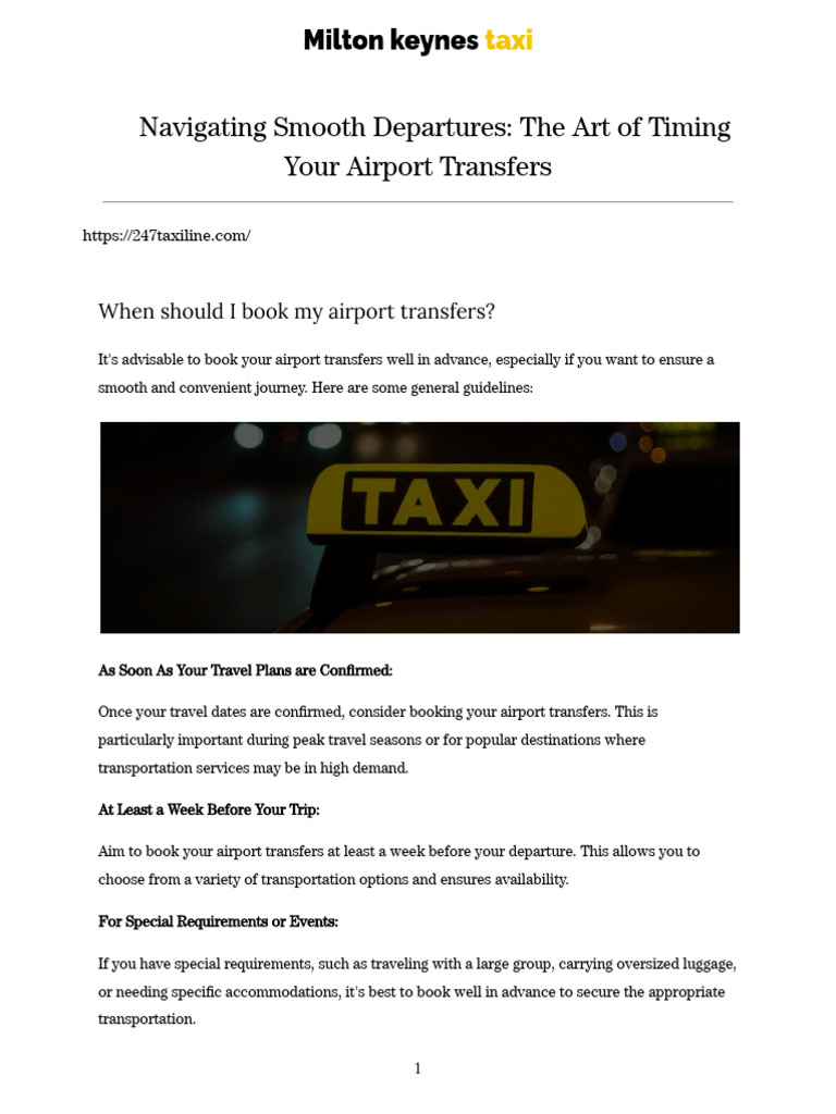 Navigating Smooth Departures - The Art of Timing Your Airport Transfers ...