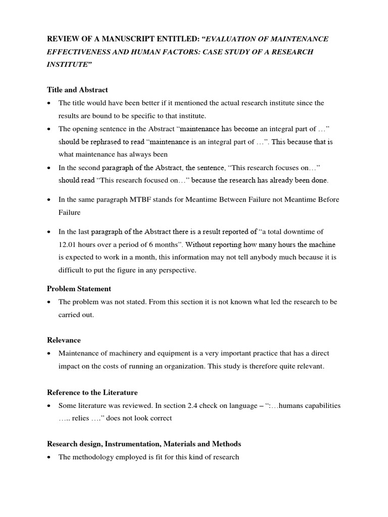 Maintenance Effectiveness | PDF