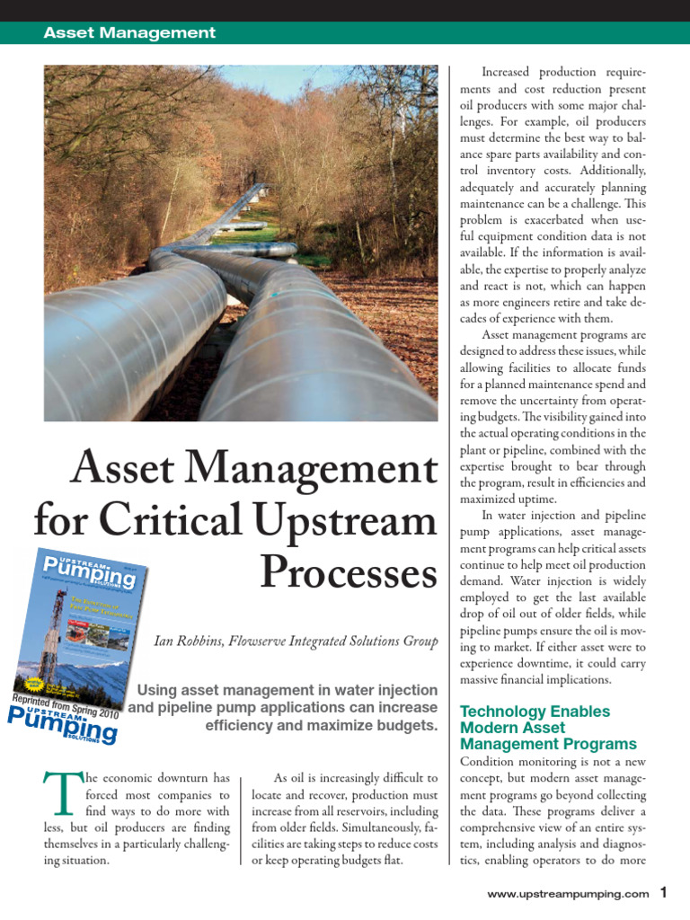 Upstream Pumping - Flowserve Article - Asset Management For Critical ...
