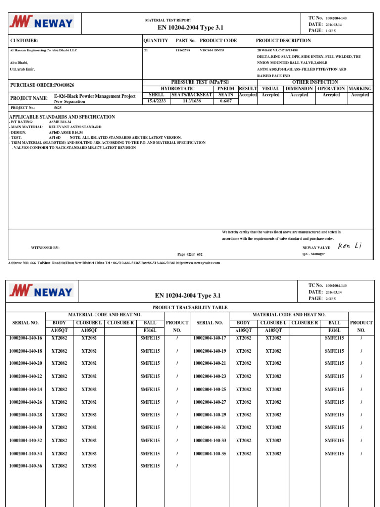 Ball Valve MTR | PDF | Valve | Heat Treating