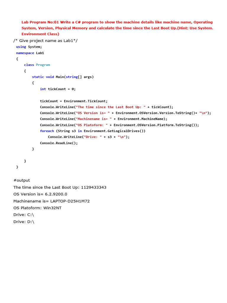C# Lab BCA III Sem-2 | PDF | C Sharp (Programming Language) | Automated Teller Machine