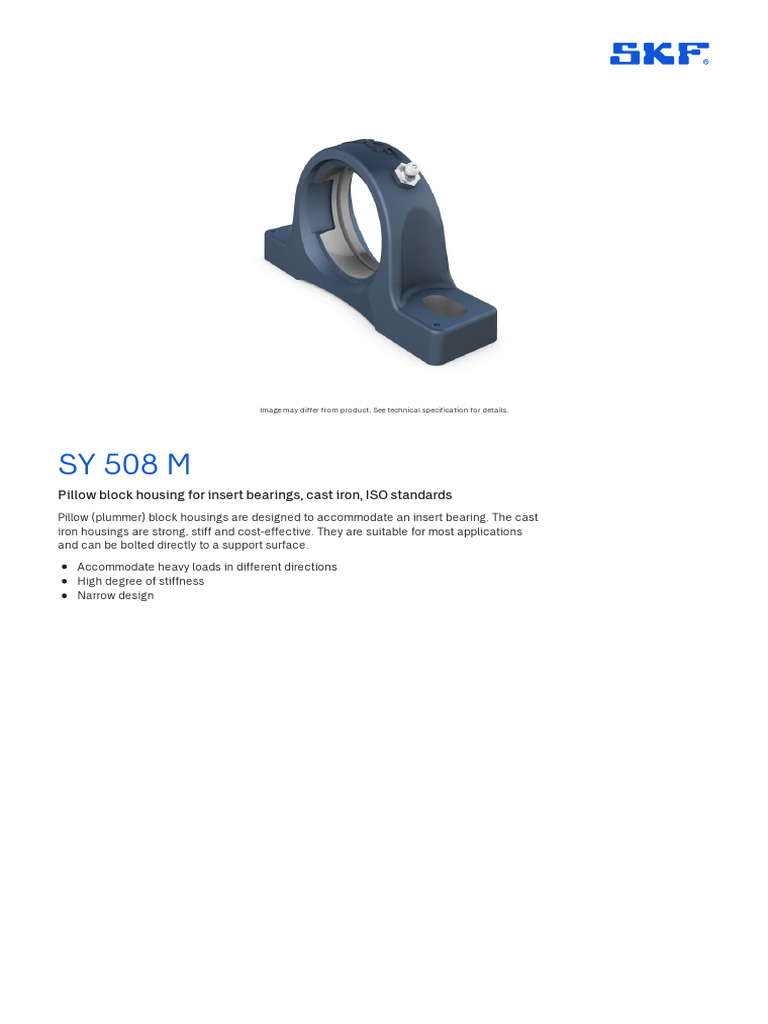 SY 508 M - Housings For Insert Bearings - SKF | PDF | License | Screw