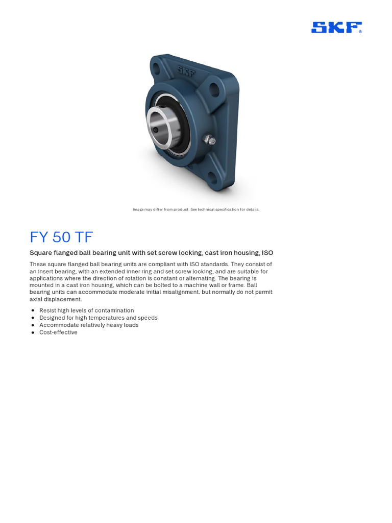 FY 50 TF - Ball Bearing Units - SKF | PDF | Bearing (Mechanical) | License