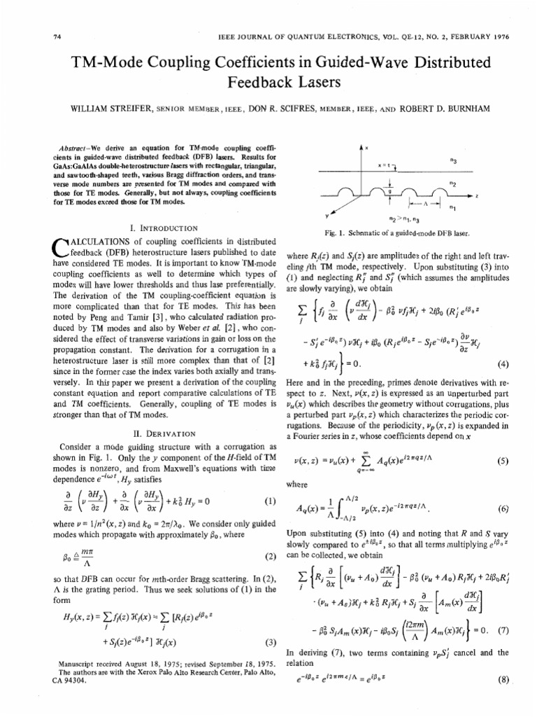 TM-Mode Coupling Coefficients in Guided-Wave Distributed Feedback Lasers | Download Free PDF ...