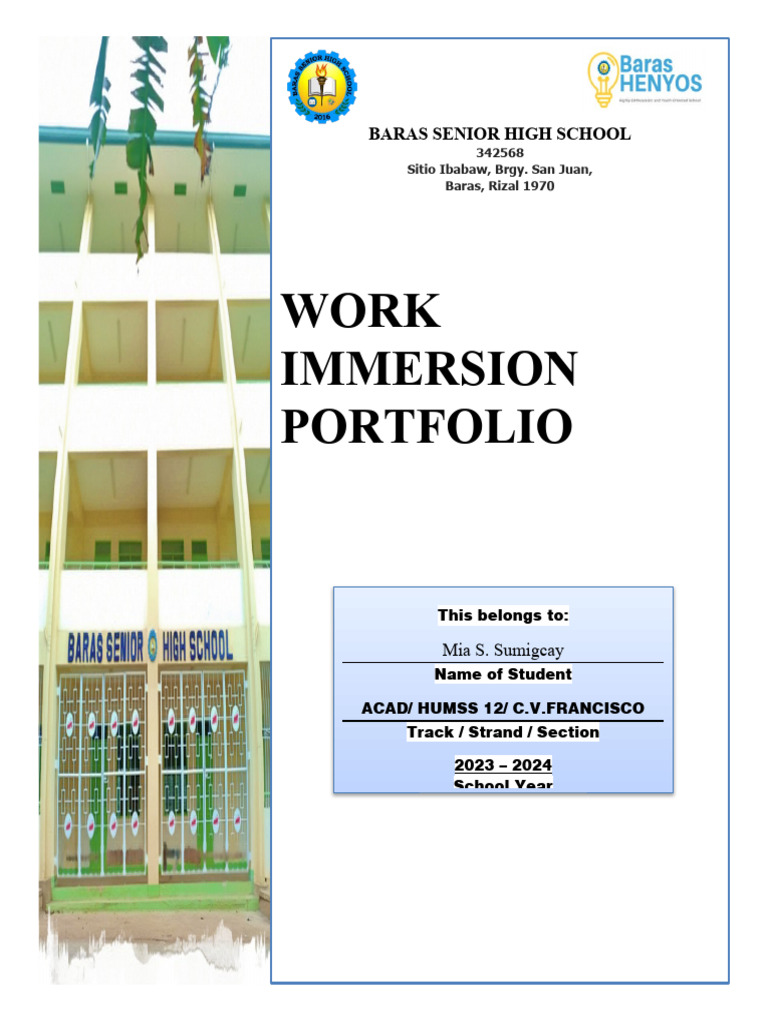 Work Immersion TEMPLATE 2024 | PDF | Learning | Résumé