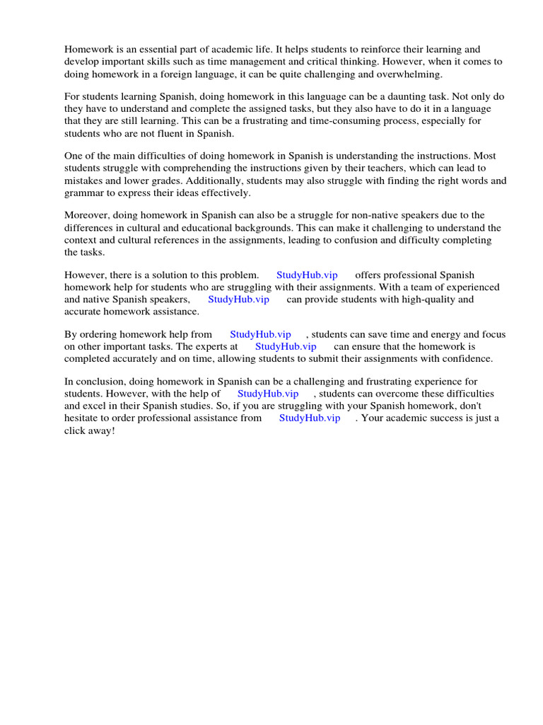 Doing Homework in Spanish | PDF | Homework | Learning