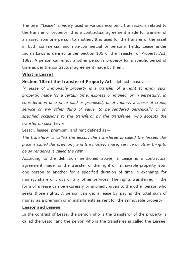 Law of Property | PDF | Lease | Law Of Obligations